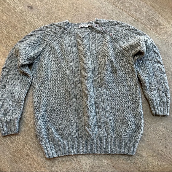 Talbots | Sweaters | Vintage Talbots Handmade Cable Knit Sweater Gray M ...